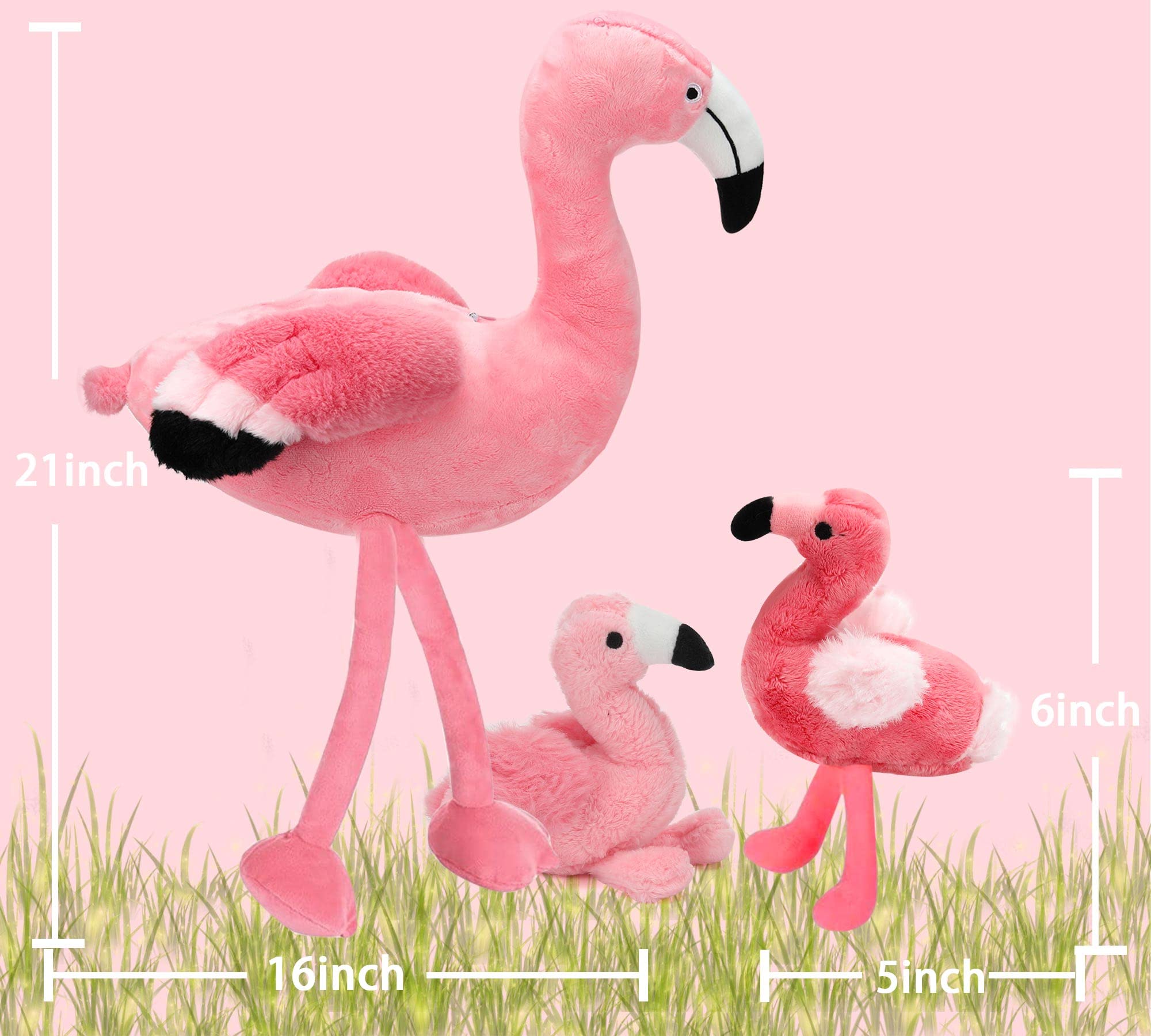 Qpewep 21Inch Flamingo Stuffed Animal Toys with 4 Babies Soft Plush Flamingo Inside Pink Plushie Machine Washable for Kids Birthday Toddlers Kids Zoo Flamingo Party Decor Easter Gift