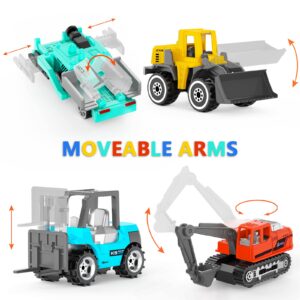 17 Metal Construction Vehicles Toys, Small Excavator Wheels Cars Mini Construction Trucks Toys for Boys Kids Toddlers Christmas Stocking Stuffers Cake Decorations Party Favors