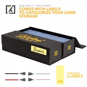 HOMEXPRO QuickFold Trading Card Storage Box [3 PACK] Magnetic Lid | Toploader Storage Box Fits 800 Cards, 200 Toploaders, or 50 One Touch | Baseball Card Storage Box - Labels included