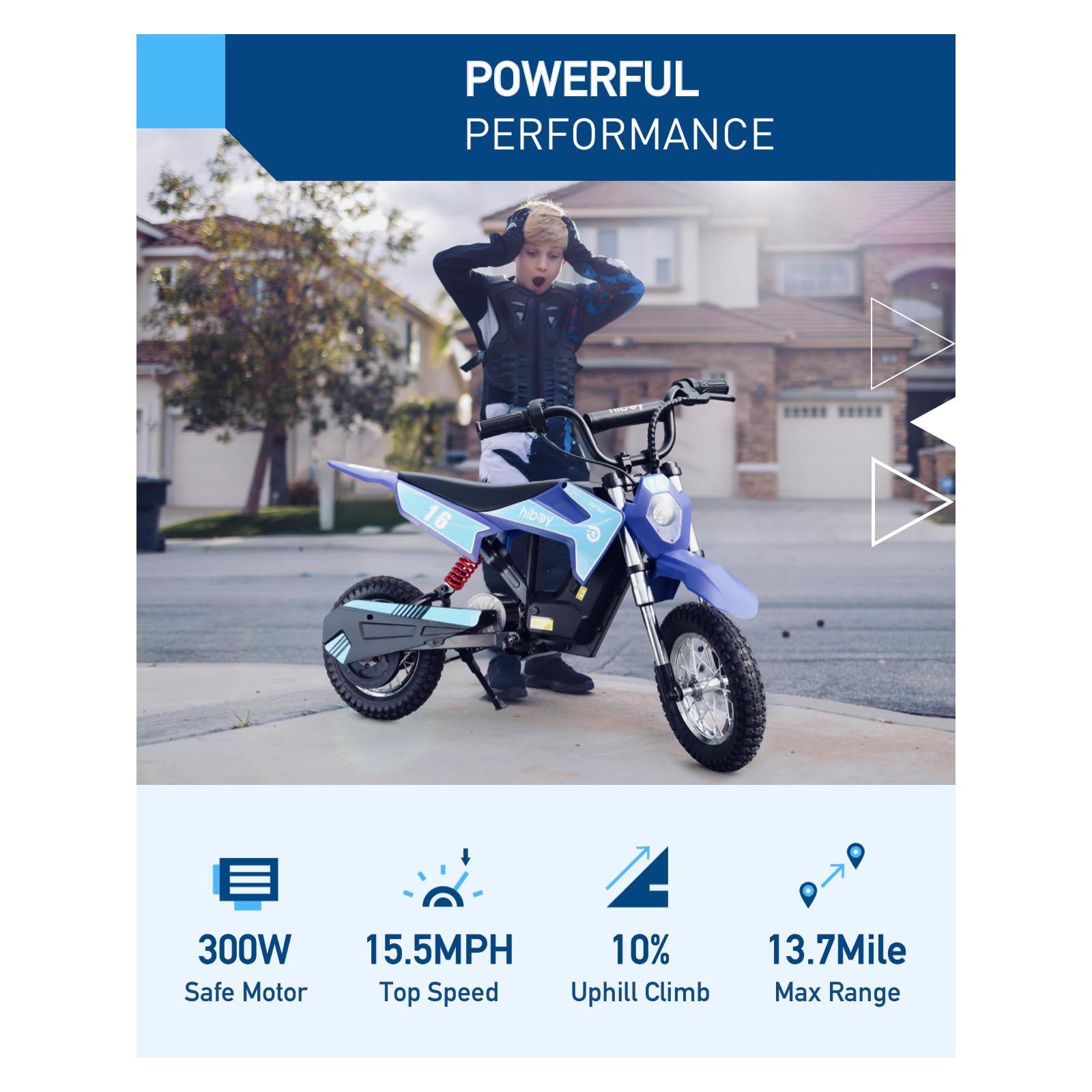 Hiboy DK1 36V Electric Dirt Bike,300W Electric Motorcycle - Up to 15.5MPH & 13.7 Miles Long-Range,3-Speed Modes Motorcycle for Kids Ages 3-10