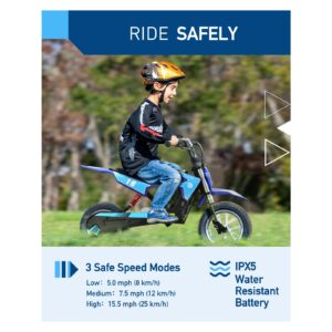 Hiboy DK1 36V Electric Dirt Bike,300W Electric Motorcycle - Up to 15.5MPH & 13.7 Miles Long-Range,3-Speed Modes Motorcycle for Kids Ages 3-10