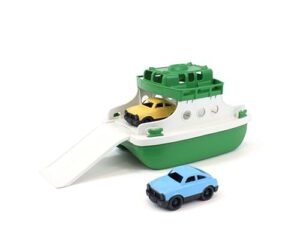 ferry boat green/white w/cars