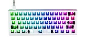 kinesis gaming tko mechanical keyboard barebones kit | standard 60% hotswap layout | white metal plate| dual-zone rgb | detachable usb-c | optional split space bar | us/ansi