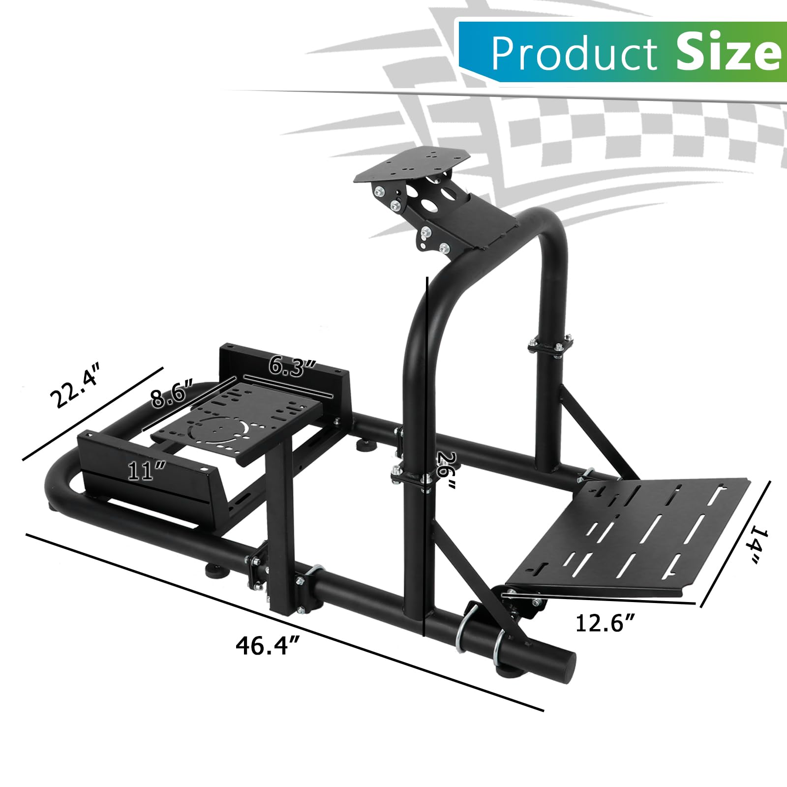 Hottoby G29 Racing Simulator Cockpit 50mm Large Round Tube Driving Gaming Cockpit Adjustable Fits for Logitech Thrustmaster Fanatec PC PS4 Xbox,Seat,Hand Brake,Pedals,Steering Wheel Not Included