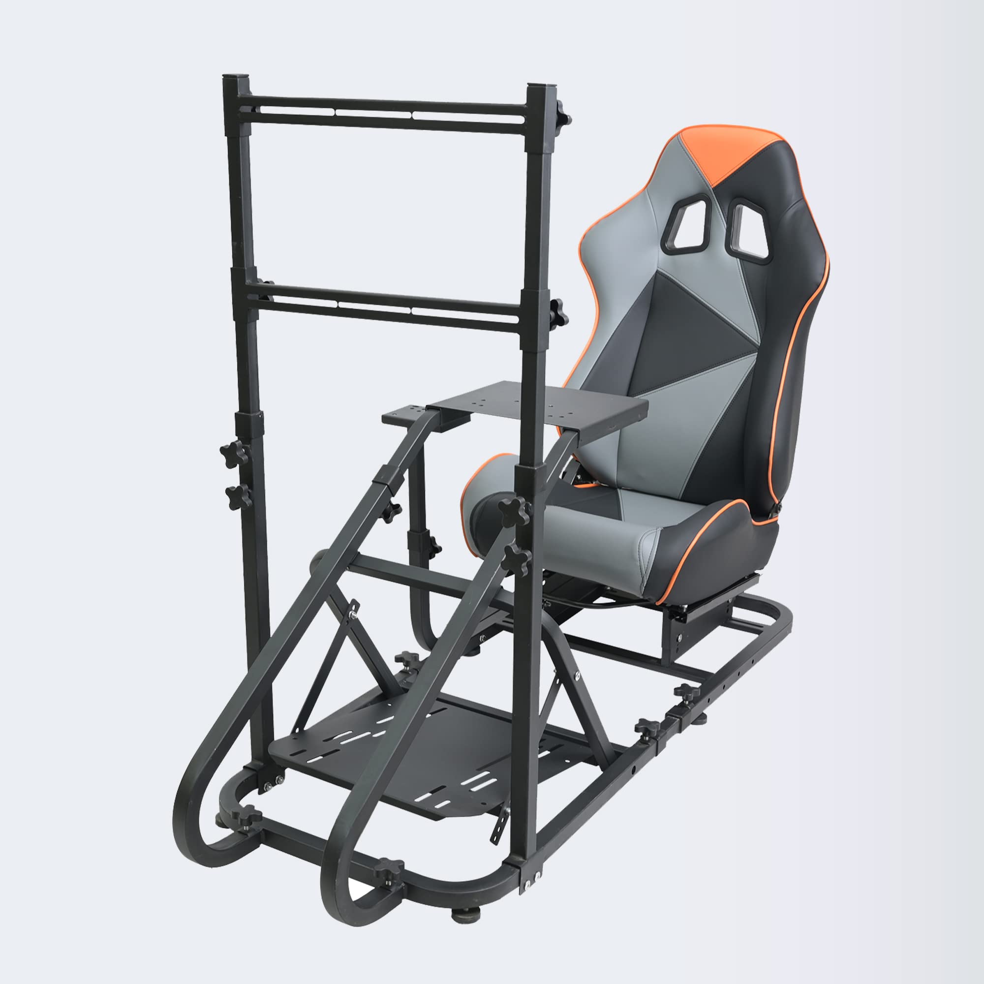 OUYESSIR Racing Simulator Cockpit with Racing Seat and TV Stand, Adjustable Steering Wheel Stand for Logitech G25|G27|G29 |G920 | Thrustmaster | Compatible with Xbox One, PS4, PC Platforms