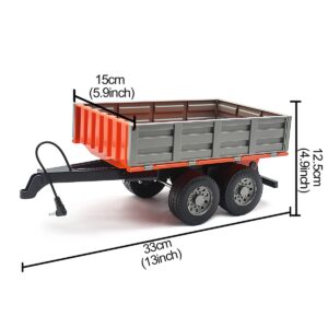 Dollox Tipping Trailer Accessory with Hitch for RC Farm Tractor Toy Car 1/16 Scale Construction Farmer Truck 2.4G Remote Control Engineering Vehicle Toys for Kids