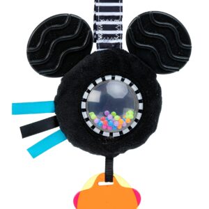 KIDS PREFERRED Disney Baby Mickey Mouse Hanging Toy, Black and White High Contrast Crinkle Plush, Boys and Girls Ages 0+, Stroller On The Go Activity Toy (81246)