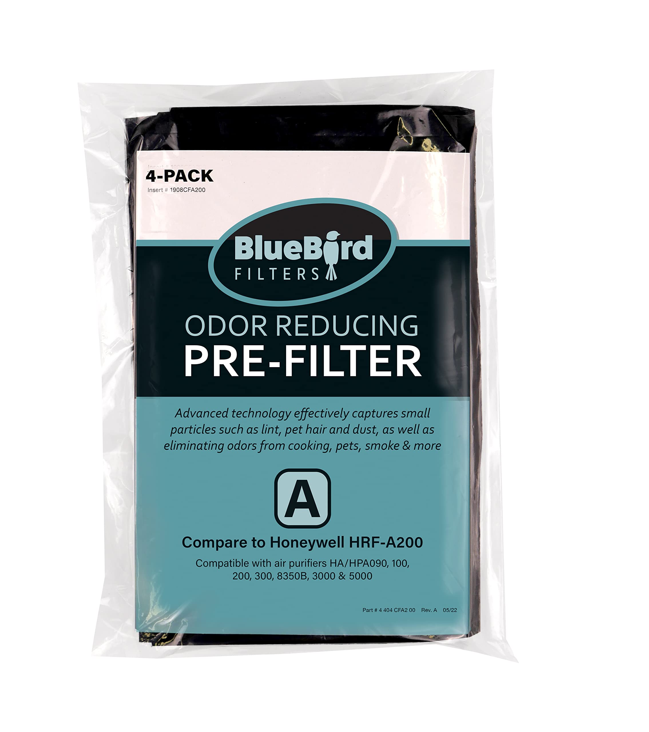 BlueBird Filters HRF-A200 Carbon Prefilter A Kit, 4 Pack, Fits Honeywell Models HPA200, HPA201, HPA202, HPA204, HPA250