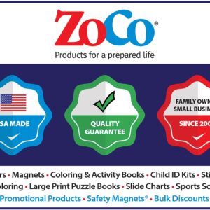 ZOCO - Emergency and Learn about 911 - Educational Coloring Books (50 Bulk Pack, With Crayons) - Police Handouts for Kids - Community Relations - Games, Puzzles, Activities