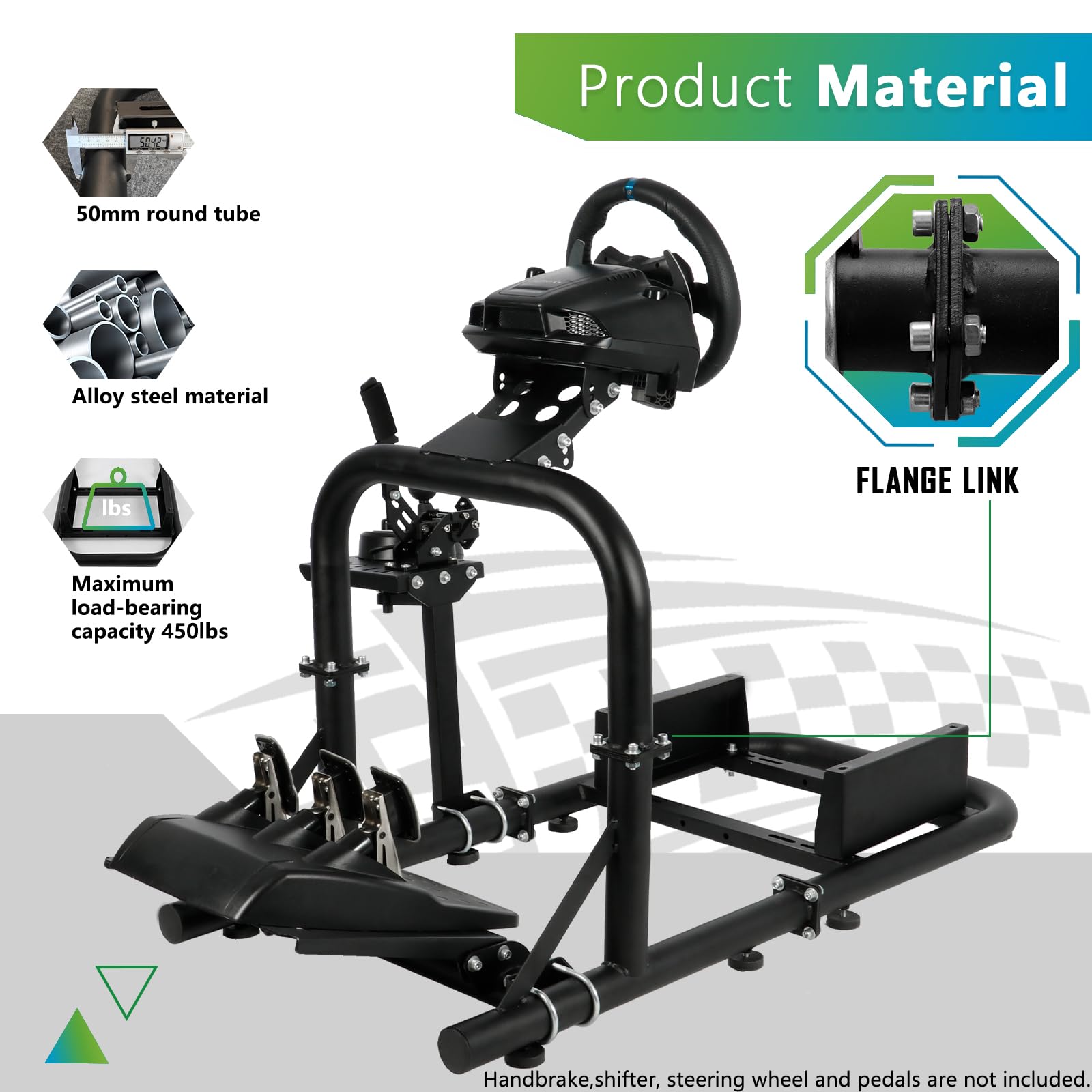 Hottoby G29 Racing Simulator Cockpit 50mm Large Round Tube Driving Gaming Cockpit Adjustable Fits for Logitech Thrustmaster Fanatec PC PS4 Xbox,Seat,Hand Brake,Pedals,Steering Wheel Not Included