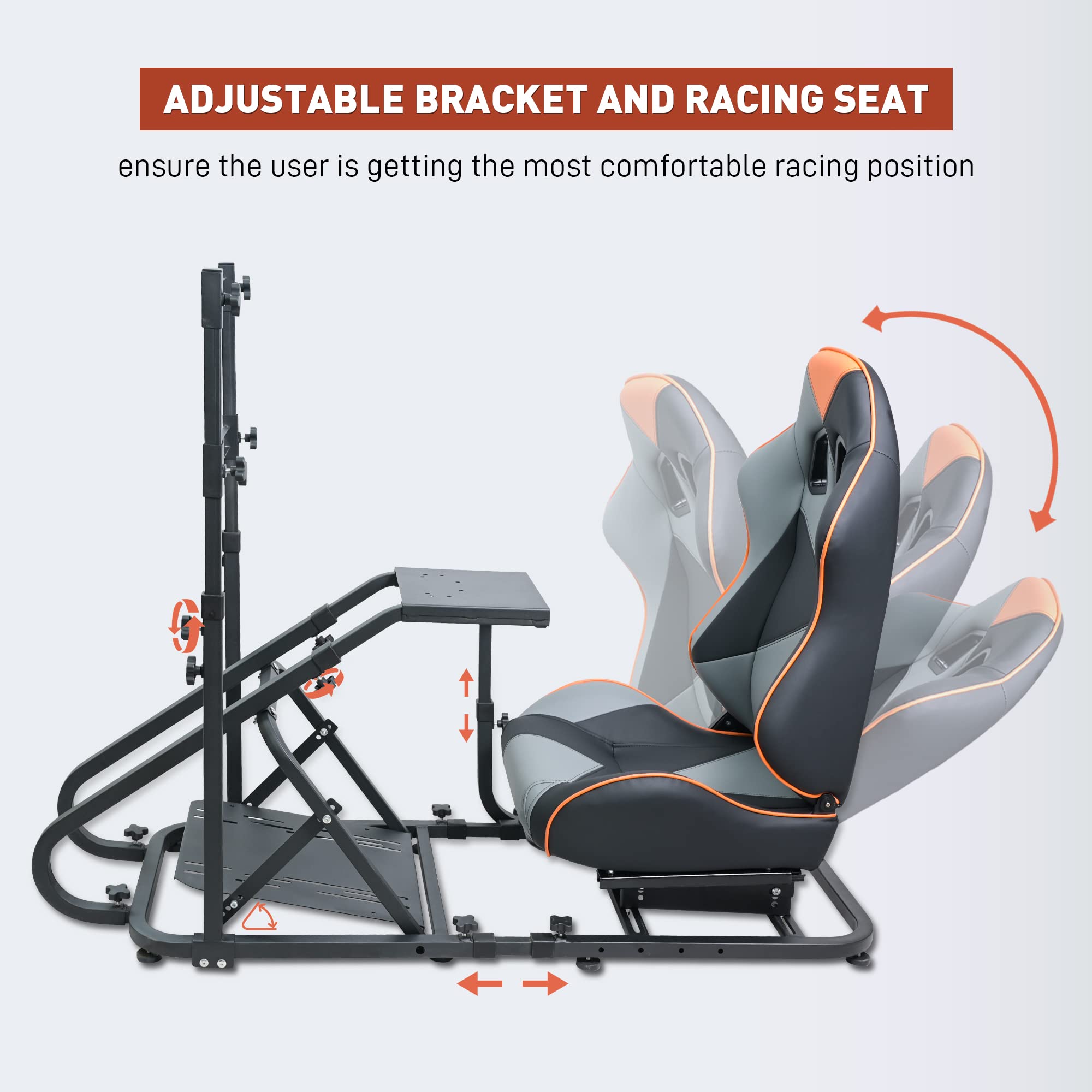 OUYESSIR Racing Simulator Cockpit with Racing Seat and TV Stand, Adjustable Steering Wheel Stand for Logitech G25|G27|G29 |G920 | Thrustmaster | Compatible with Xbox One, PS4, PC Platforms