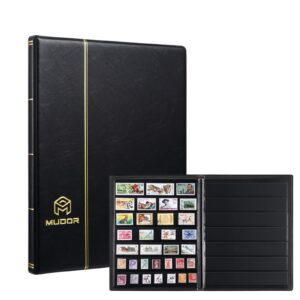 mudor stamp collecting album, 7 rows pockets stamp book for collectors, 10 sheets stamp stockbook