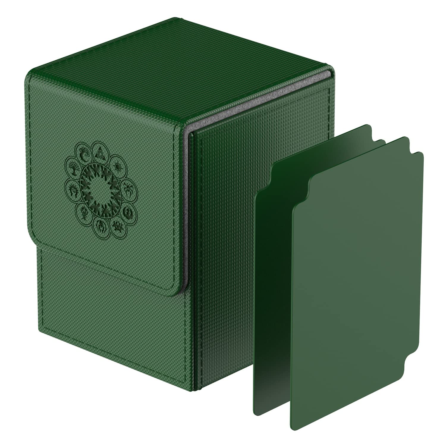 MIXPOET Deck Box compatible with MTG Cards, Trading Card Case with 2 Dividers per Holder, Large Size for 100+ Cards (Elementals-Green)