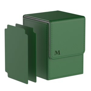 mixpoet deck box compatible with mtg cards, trading card case with 2 dividers per holder, large size for 100+ cards (marvelous-green)