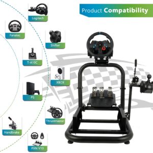 Hottoby G29 Racing Simulator Cockpit 50mm Large Round Tube Driving Gaming Cockpit Adjustable Fits for Logitech Thrustmaster Fanatec PC PS4 Xbox,Seat,Hand Brake,Pedals,Steering Wheel Not Included