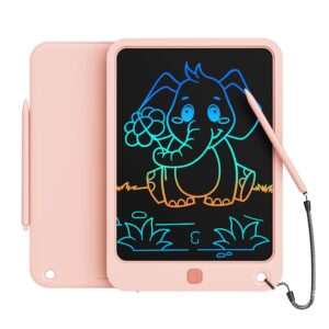 lcd writing tablet 10 inch, toys for 3 4 5 6 7 8 9 10 year old boys girls, colorful doodle board drawing tablet, gift for boys toddlers age 3-12 years, memo board, drawing pads with lanyard (pink)