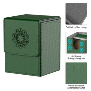 MIXPOET Deck Box compatible with MTG Cards, Trading Card Case with 2 Dividers per Holder, Large Size for 100+ Cards (Elementals-Green)