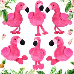 skylety 6 pieces mini flamingo stuffed animal plush toys 5 inch flamingo party favors valentine day gift pink flamingo hanging ornaments keychain decorations for women birthday(pink)