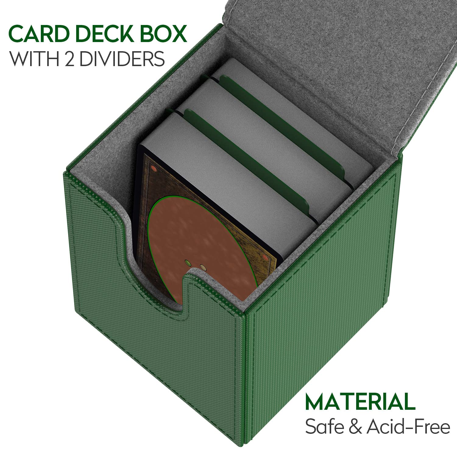 MIXPOET Deck Box compatible with MTG Cards, Trading Card Case with 2 Dividers per Holder, Large Size for 100+ Cards (Elementals-Green)