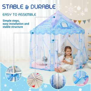 Premium Princess Play Tent - Frozen Toy for Girls with Enchanting Snowflake Lights - Spark Imagination with Princess Play Tent - Perfect for Indoor & Outdoor Play - Play Gifts Tent - Includes Cozy Rug