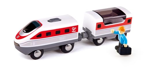 Hape Intercity Battery Powered Train Set | Moving Locomotive with Headlight, Passenger, Magnetic Connection for Children 3+ Years