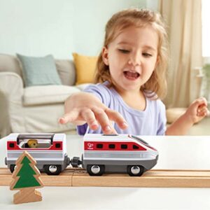 Hape Intercity Battery Powered Train Set | Moving Locomotive with Headlight, Passenger, Magnetic Connection for Children 3+ Years