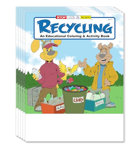 ZOCO - Learn to Recycle - Kids Educational Coloring Books (50 Bulk Pack, Without Crayons) - Earth Day, Environmental Program Handout - Recycling Activities for Kids