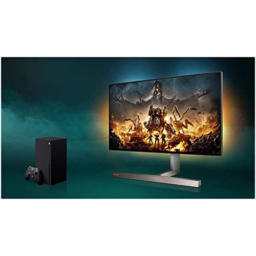 PHILIPS Momentum 279M1RV 27" HDR 600 Gaming Monitor with Nano IPS, 4K @ 120Hz (PC up to 144Hz), 1 ms, USB-C PD 65 Watts, NVIDIA G-SYNC/Gaming Console Compatible, Ambiglow, 4Yr Advance Replacement