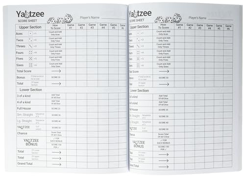 Yatzee Score Pads: Large Print Sheets for Scorekeeping (Score Book)