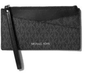 michael kors jet set medium logo crossover wristlet (black/black)