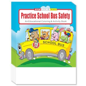 ZOCO - Practice School Bus Safety - Educational Coloring Books (50 Bulk Pack, Without Crayons) - Bus Driver Gifts - Games, Puzzles, Activities for Kids