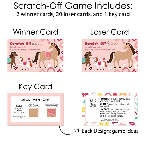 Big Dot of Happiness Run Wild Horses - Pony Birthday Party Game Scratch Off Cards - 22 Count