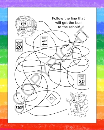 ZOCO - Practice School Bus Safety - Educational Coloring Books (50 Bulk Pack, Without Crayons) - Bus Driver Gifts - Games, Puzzles, Activities for Kids