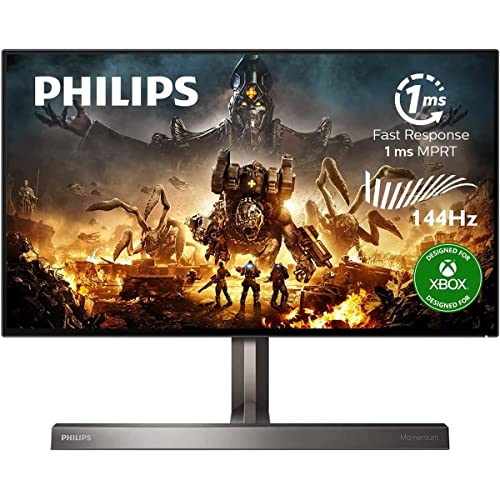 PHILIPS Momentum 279M1RV 27" HDR 600 Gaming Monitor with Nano IPS, 4K @ 120Hz (PC up to 144Hz), 1 ms, USB-C PD 65 Watts, NVIDIA G-SYNC/Gaming Console Compatible, Ambiglow, 4Yr Advance Replacement