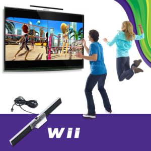 Games Accessories Bundle for Wii U, 1 Pack Sensor Bar for Wii/Wii U and 1 Pack Charger for Nintendo Wii U Gamepad