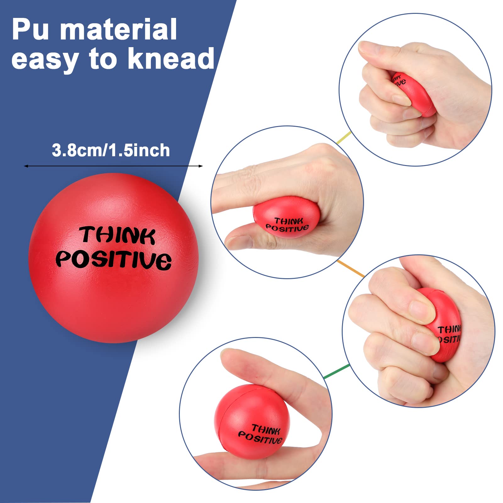 Chivao Motivational Stress Balls Colorful Small Foam Balls Anxiety Relief Toys Relieve Inspire Hand Exercise Toys Funny Stress Relief Gifts for Adults Teams Motivating Encouraging(40 Pcs,Classic)