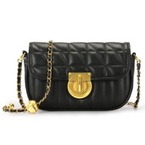 milan chiva quilted purses for women black cute crossbody chain shoulder handbags