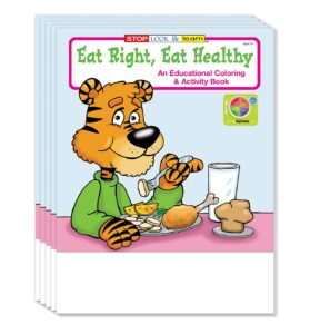 zoco - eat right, eat healthy - educational coloring books (50 bulk pack, without crayons) - learn nutrition - doctors, nurse handout - games, puzzles, fun activities for kids