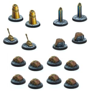 impressions modiphius the elder scrolls: call to arms - dwemer markers and tokens - 16 piece miniature set, rpg accessory