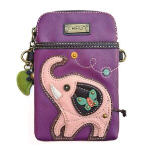 chala group elephant collection faux leather cross body bag (purple elephant)