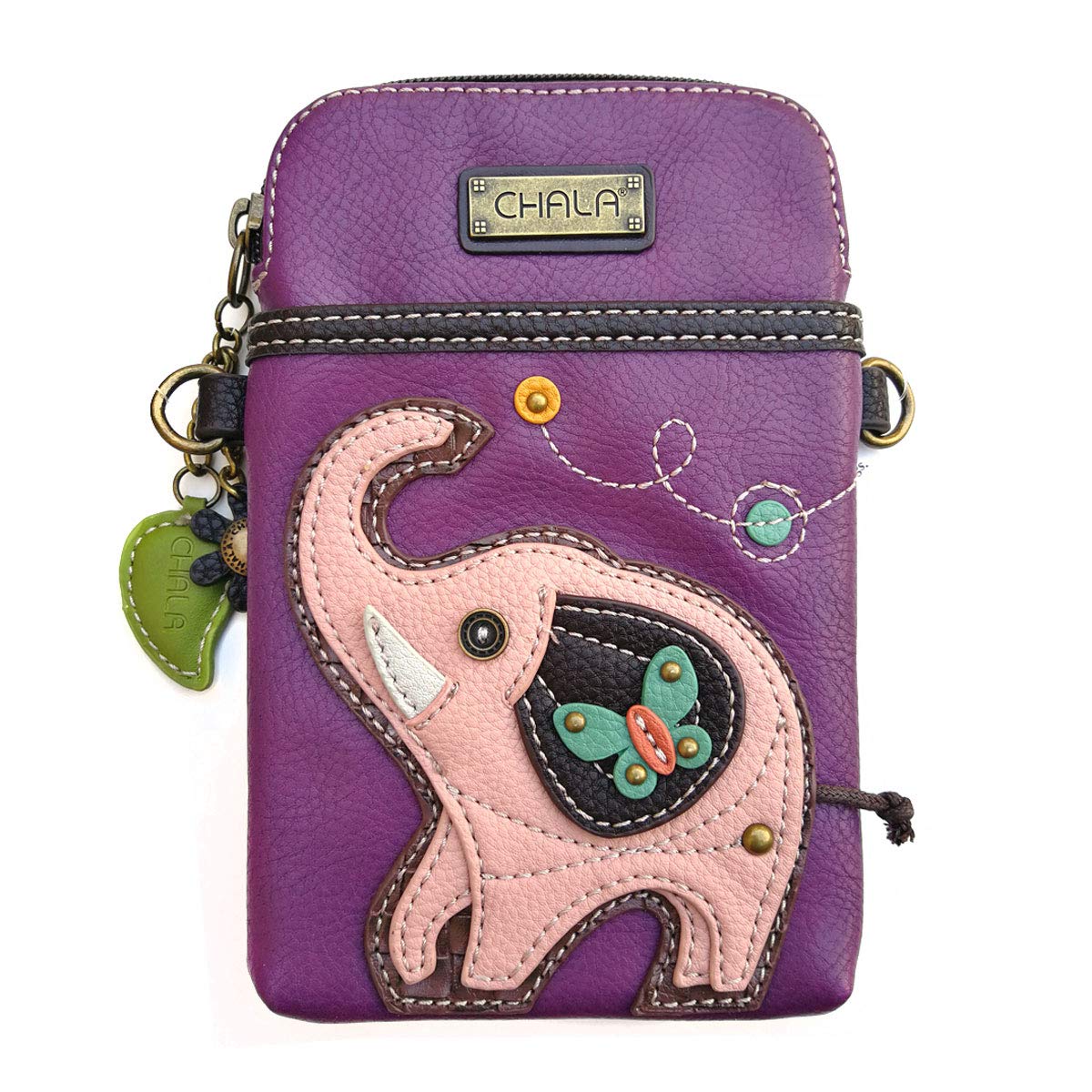 Chala Group Elephant Collection Faux Leather Cross Body Bag (Purple Elephant)