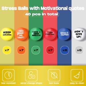 Chivao Motivational Stress Balls Colorful Small Foam Balls Anxiety Relief Toys Relieve Inspire Hand Exercise Toys Funny Stress Relief Gifts for Adults Teams Motivating Encouraging(40 Pcs,Classic)