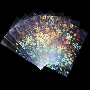 100pcs snowflake holographic foil card sleeves for game cards kpop photocards top loading card protector (65x90mm)