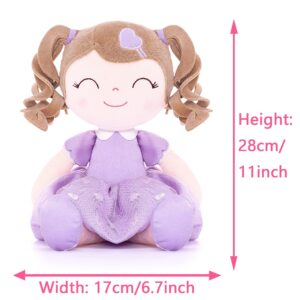 Gloveleya Baby Doll Gifts Plush Curly Girl Toys with Love 16" Purple Light Skin