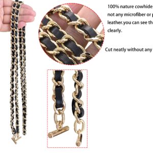 Conversion Kit Real Cowhide Leather Chain+Insert Compatible with Chanel Flap Long Wallet