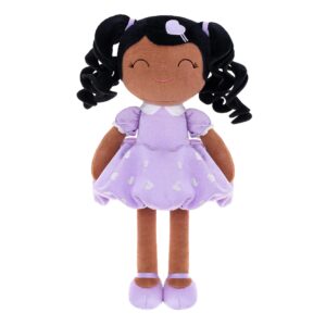 gloveleya baby doll gifts plush curly girl toys with love 16" purple tanned skin