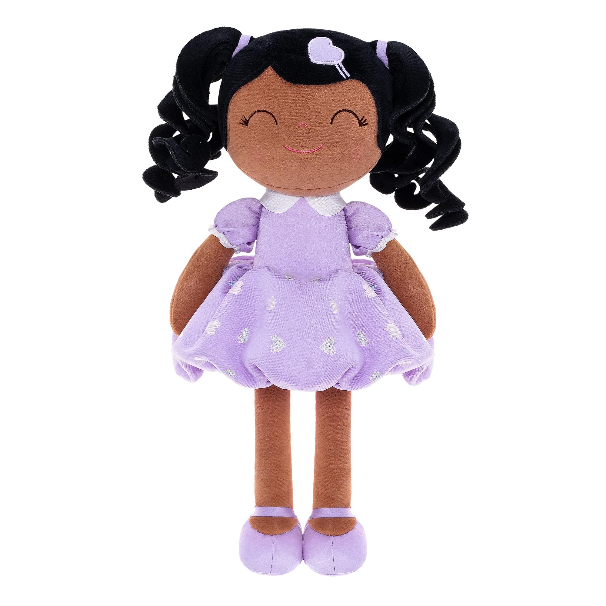 Gloveleya Baby Doll Gifts Plush Curly Girl Toys with Love 16" Purple Tanned Skin