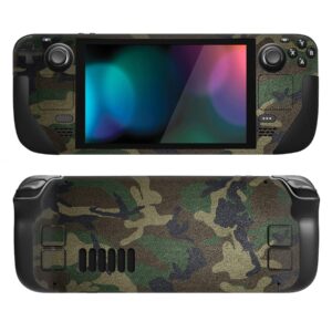 playvital full set protective skin decal for steam deck lcd, custom stickers vinyl cover for steam deck oled - army green camouflage