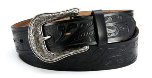 cr black western belts for women - 1.5" leather cowgirl belt for jeans - country belt for women with big vintage buckle