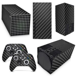 gng black carbon skins compatible with xbox series x console decal vinal sticker + 2 controller set